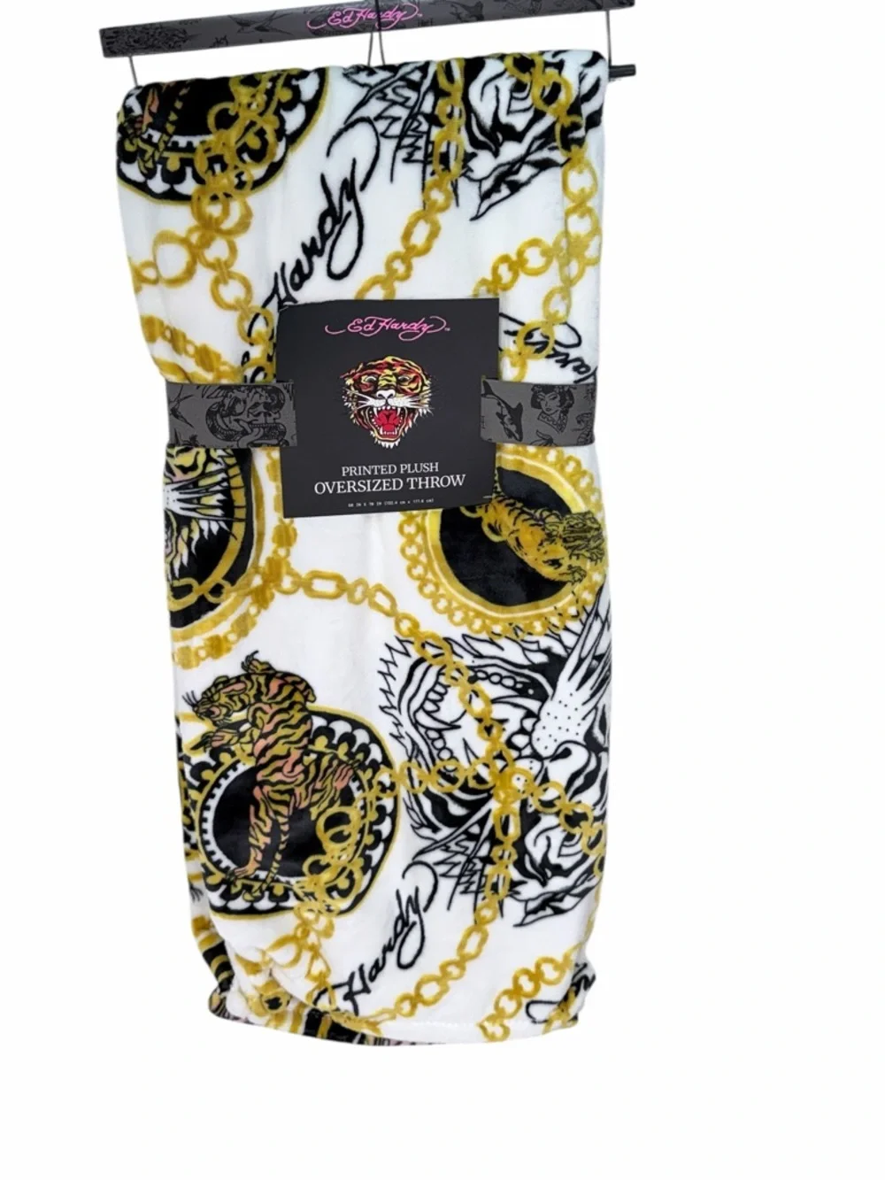 Ed Hardy | Bedding | Ed Hardy Tiger Gold Chain Print Oversized Plush ...